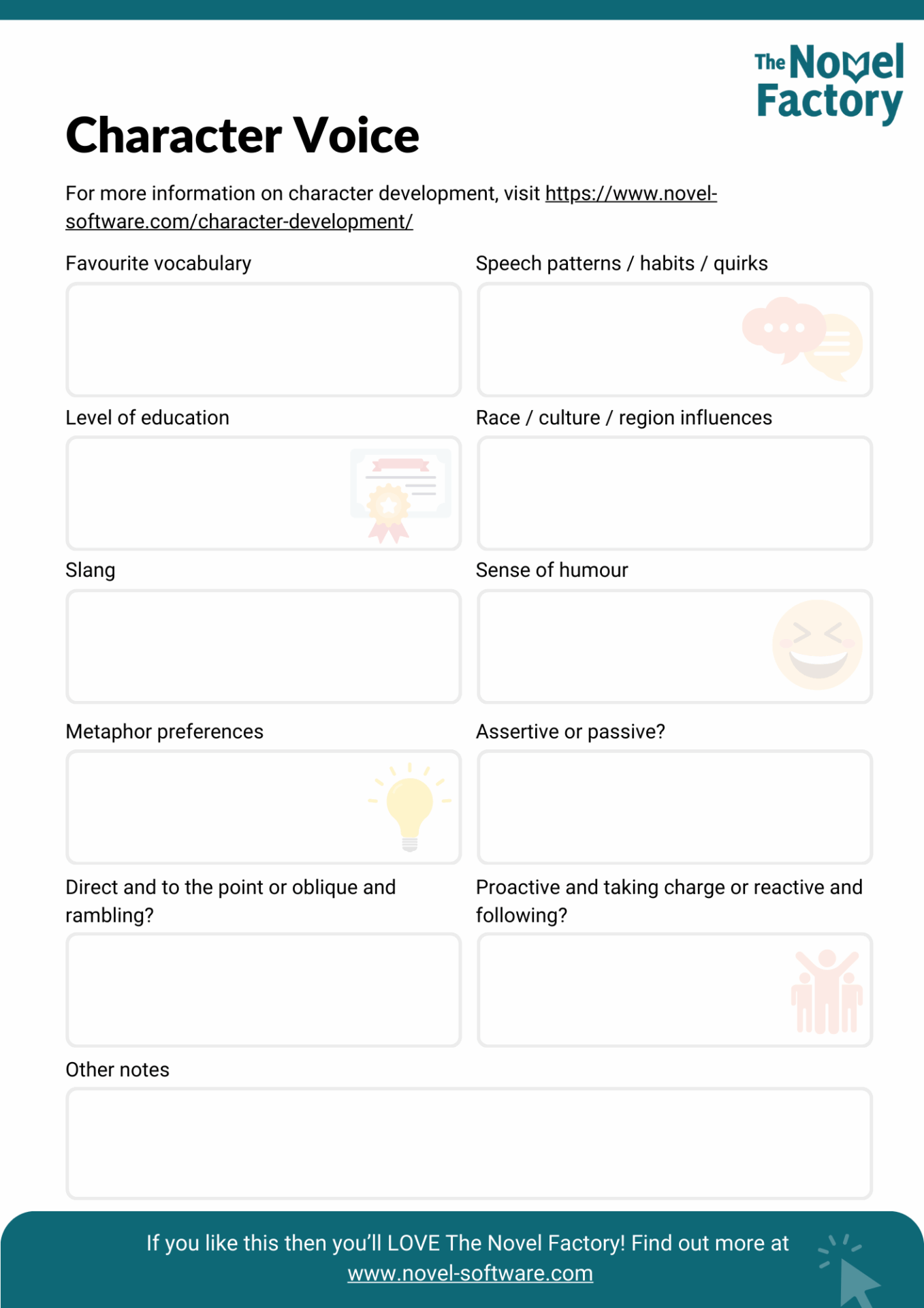 Book Writing Worksheets – Novel Factory